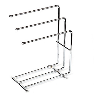 Home-X - Free Standing Towel Rack, Space Saving Kitchen Towel & Hand Towel Rack Holds 3 Towels at Once, Polished Chrome Finish & Design Looks Great in Kitchens & Bathrooms (Towels Not Included)