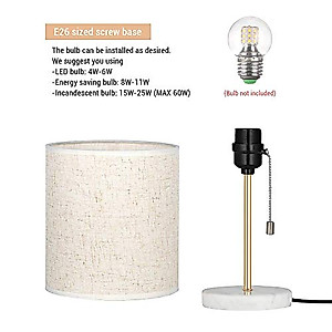 HAITRAL Bedside Table Lamp - Small Nightstand Lamp with Marble Base, Lamp for Bedroom, Office, Girls Room - Gold