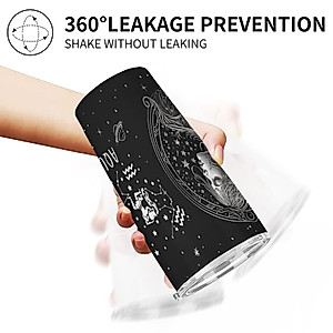 BEOIIBIRD Aquarius Zodiac Tumbler Gifts, 20oz Glaze Stainless Steel with Lid and Straw Water Bottles Insulated Coffee Mug, Beverage Cup for Teen Women Men in Home Office Car Travel