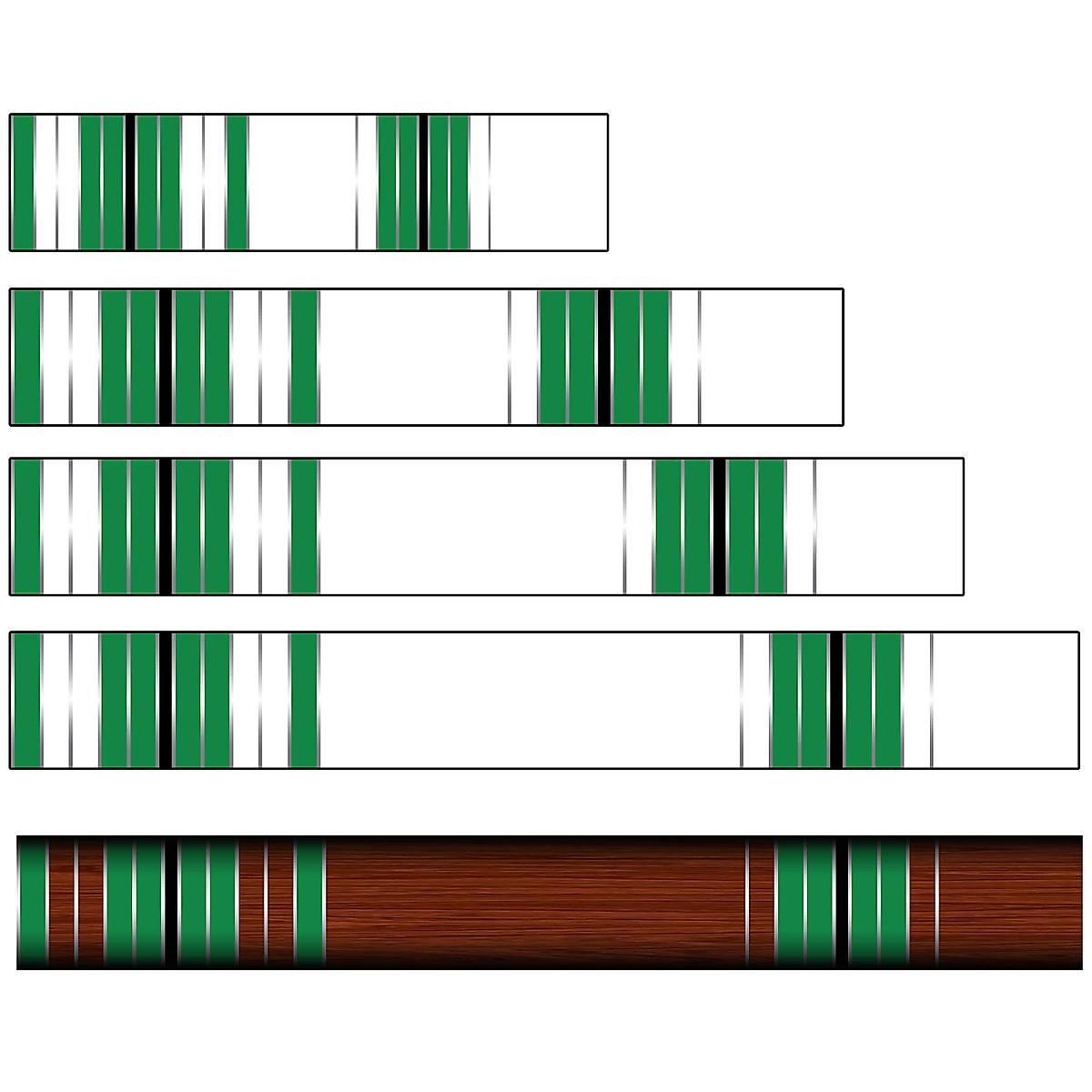 White Water Archery Non-Laminated Clear Transparent Green Crests Traditional 13 Arrow Wraps 15 Pc Pack Choose Length Width (5, 1.4)