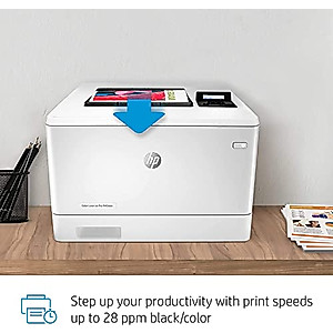 HP Laserjet Pro M454dn Wired Color Laser Printer- Print only - 2.7" Touchscreen Display, 28 ppm, Automatic 2-Sided Printing, 600 x 600 dpi, 8.5 x 1, Ethernet- WULIC Printer Cable