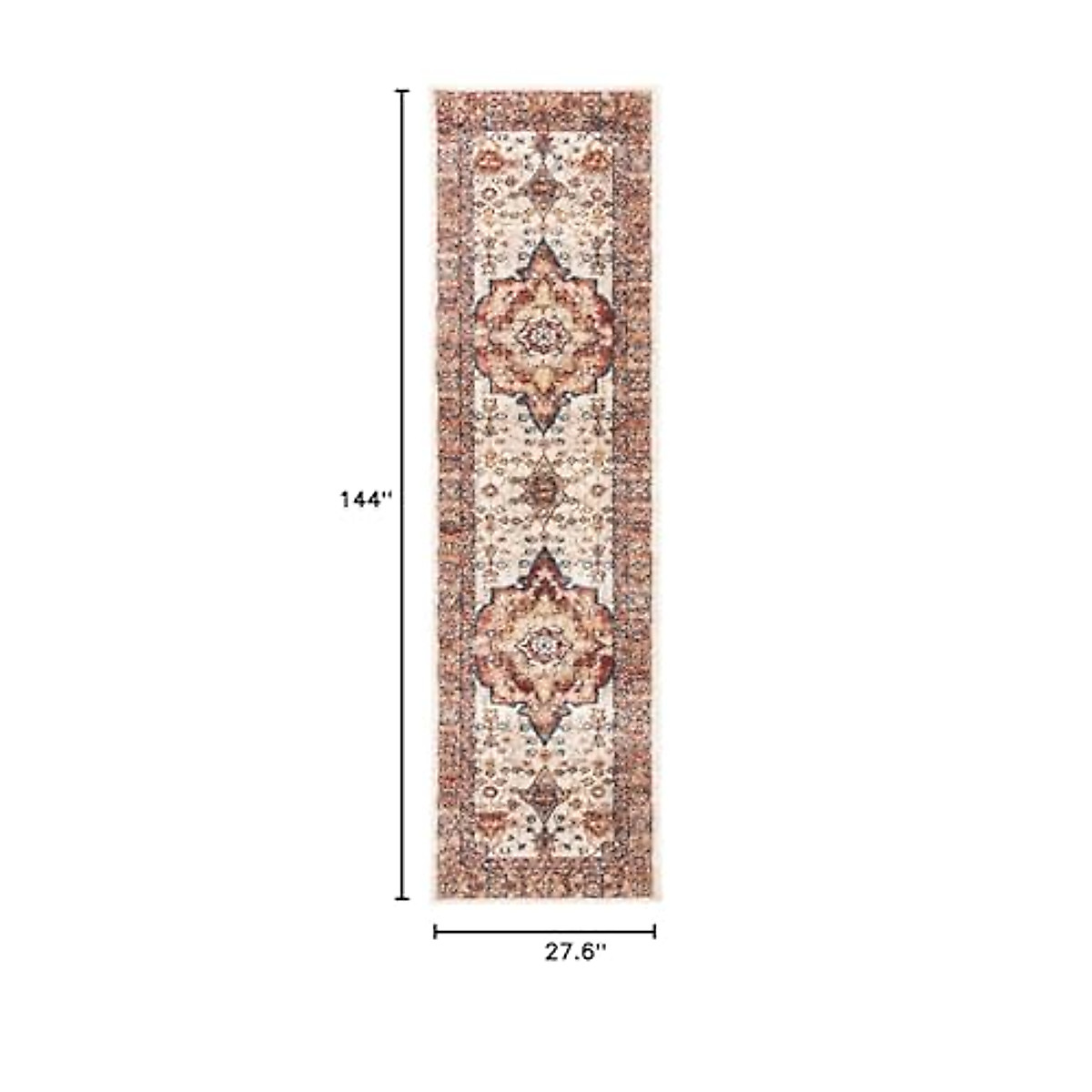 SAFAVIEH Bijar Collection 2' 3" x 12' Ivory/Rust BIJ652A Traditional Oriental Distressed Entryway Living Room Kitchen Runner Rug