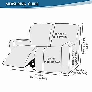 KTYX 4-Pieces/6-Pieces /8-Pieces Recliner Sofa Cover Sets Leather PU Reclining Couch Split Stretch Slipcover Inclined Sofa Covers1/2/3 Seater Sectional (Color : Ivory, Size : 6 Piece | Loveseat)
