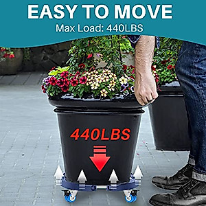 Senwow Plant Stand with Wheels, 15-22 Inch Adjustable Plant Caddy with Wheels Indoor Outdoor, Large Plant Cart Dolly with Casters for Flower Pot Garden Pot Mover