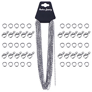 33 Feet Stainless Steel DIY Link Chain Necklaces with 20 Lobster Clasps and 30 Jump Rings for Jewelry Making (2.5 mm)