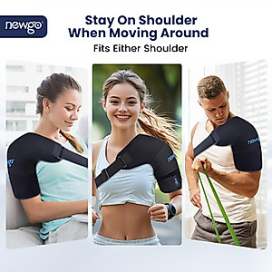 NEWGO Shoulder Ice Pack Rotator Cuff Cold Therapy, FSA HSA Eligible Ice Pack Shoulder Wrap Cold Compression Sleeve for Pain Relief, Surgery Recovery, Bursitis - Medium