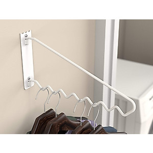 ClosetMaid Hanging Bar Valet Rod for Wall or Door Mount Installation, Hardware Included, Folding Design, Durable Steel, White, 11.75