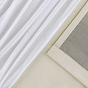 Exclusive Home Catarina Layered Solid Room Darkening Blackout and Sheer Grommet Top Curtain Panel Pair, 52"x84", Sand color
