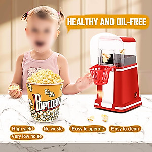Electric Popcorn Maker Machine Basketball Hoop, Automatic Popcorn Machine Household Appliances For Kids, 1200W Popcorn Machine Movie Theater Style, Very Low Noise,Easy To Clean for Home Use, Party