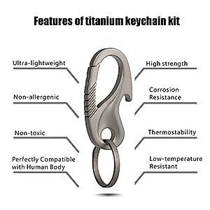 TISUR Titanium Carabiner Key Holder Quick Release Heavy Duty Bottle Opener Car Key Chain for Men (Taiji+O Ring)