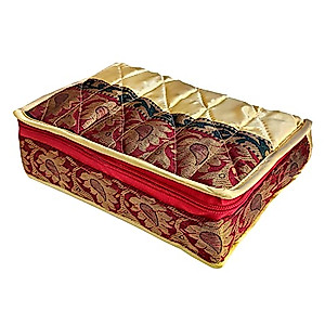 Kuber Industries Designer Jewellery Kit in Heavy Quilted Brocade Material Brown