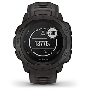 Garmin 010-02064-00 Instinct, Rugged Outdoor Watch with GPS, Features Glonass and Galileo, Heart Rate Monitoring and 3-Axis Compass, Graphite