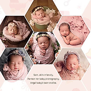 M&G House Newborn Photography Wrap | Handmade Pearl Decor Wrap Blanket for Baby Photo Props | 35.5 X 67 inch Newborn Photo Shoot Outfits Baby Photoshoot Props(Snow Powder)