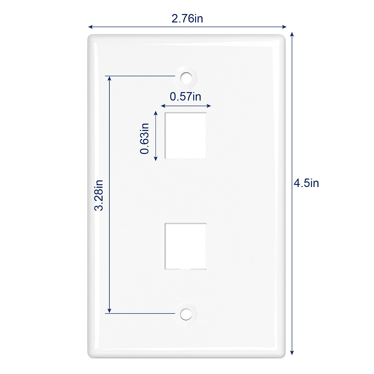 Iwillink 2-Port Keystone Wall Plate 10-Pack, Low Profile Ethernet Wall Plates for Keystone Jack, White
