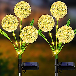 URPOWER Solar Outdoor Lights Decorative, 2 Pack 36 LED Solar Garden Lights with 2 Modes, 3-in-1 Solar Dandelion Flowers IP65 Waterproof Solar Powered Outdoor Lights for Garden, Yard Decor (Warm White)