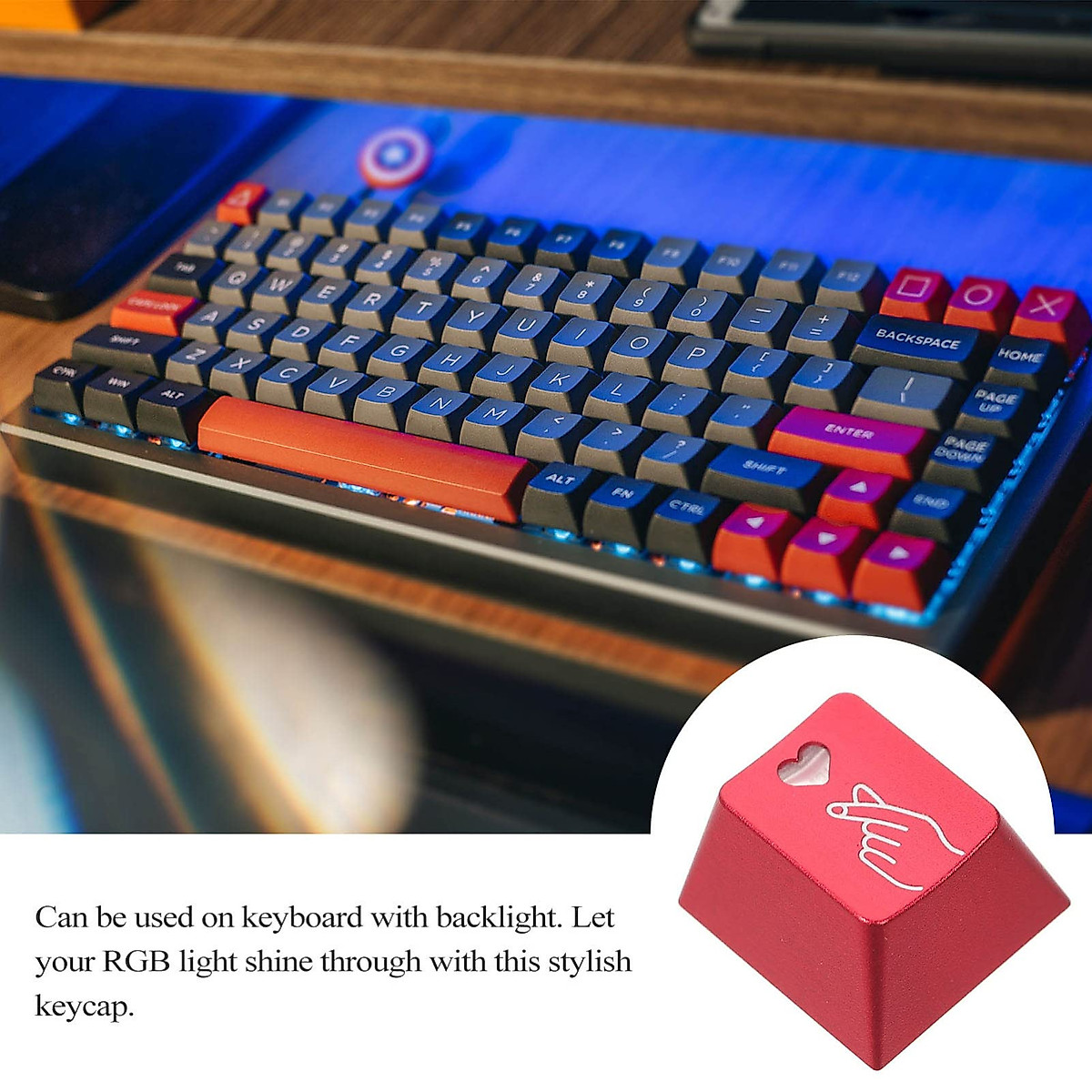 SOLUSTRE Mechanical Keyboard Key Metal keycap Decked keybaord red Heart keycap Decorative keycap mechanicalkeyboard Keyboard Enthusiasts keycap Aluminum Alloy Game Console Personality