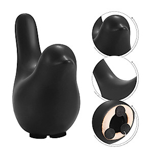 Homoyoyo 2Pcs Black Ceramic Birds Figurines, Small Animal Statues Home Decor, Modern Minimalist Animal Ornament Crafts for Home& Garden Decor