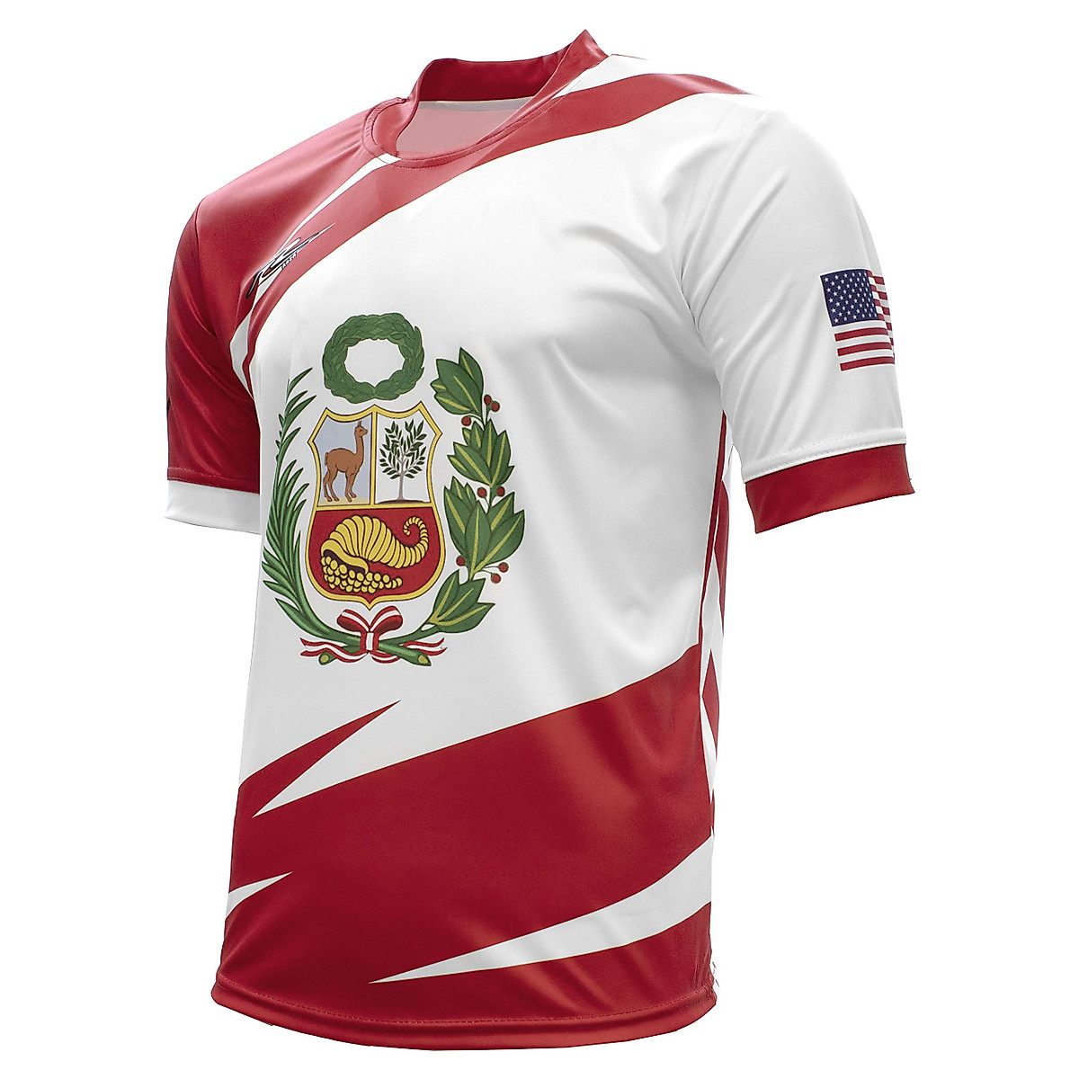 Arza Sports Peru and USA Men Fan Jersey Color Red/White (Large)
