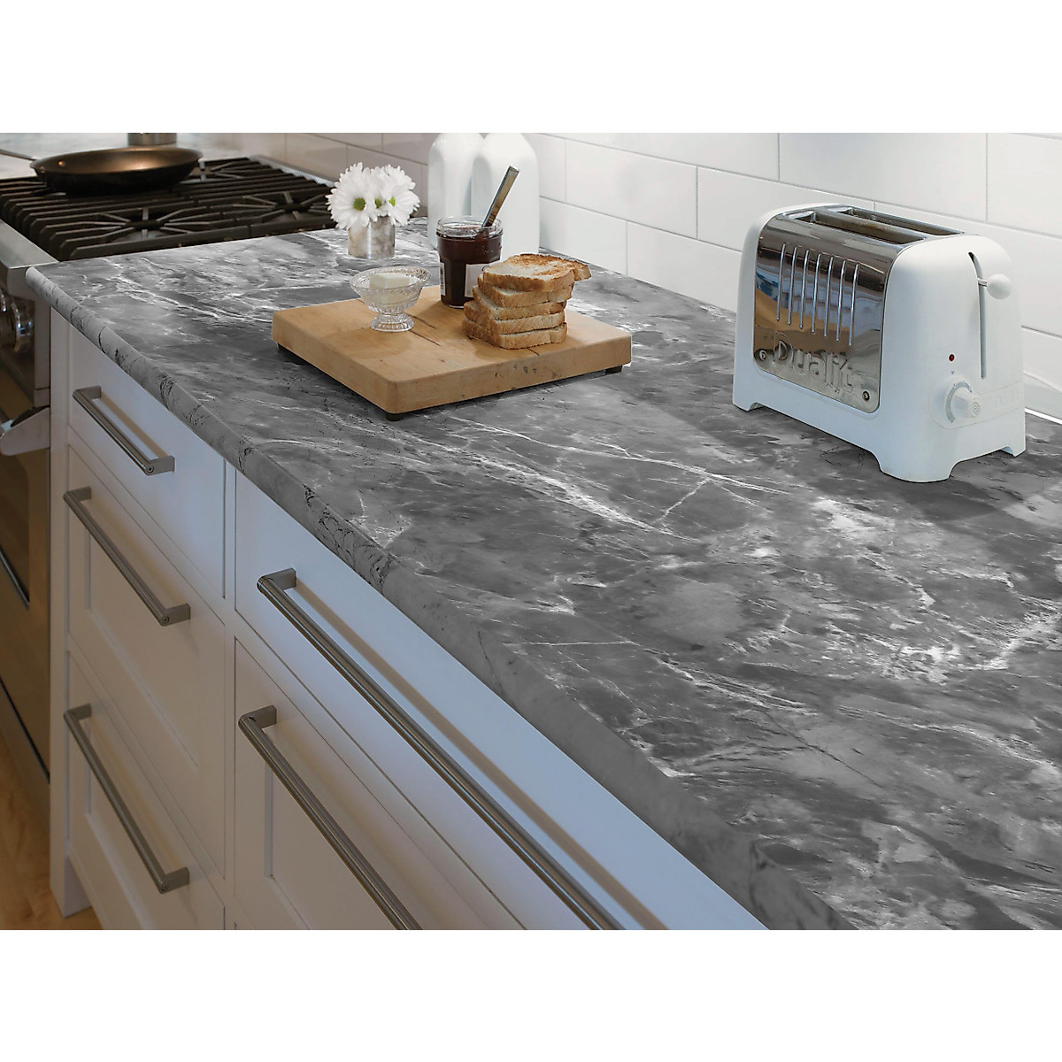 Guvana Matte Marble Contact Paper for Countertop 15.7''x78.7'' Removable Grey Wallpaper Marble Peel and Stick Wallpaper Matte Marble Contact Paper Waterproof Self Adhesive Wallpaper for Kitchen Decor