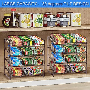 NUNET 4 Tier Stackable Can Rack Organizer,for food storage,kitchen cabinets or countertops,Storage for 48 cans,Bronze