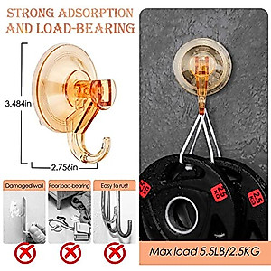 Suction Cup Hooks Reusable Heavy Duty Vacuum Suction Cup Hooks Bathroom Kitchen Window Glass Hooks for Loofah Key Towel Robe Utensils Wreath Christmas Festival Decorations - 2 Pack, Orange