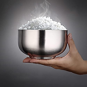 DEVICO Soup Cereal Bowls, 4-Piece 19-Ounce Stainless Steel Salad Rice Dessert Serving Bowl set, Matte Finish