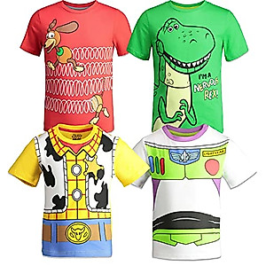 Disney Pixar Toy Story Buzz Lightyear Woody Rex Slinky Dog Infant Baby Boys 4 Pack T-Shirts Multi 18 Months