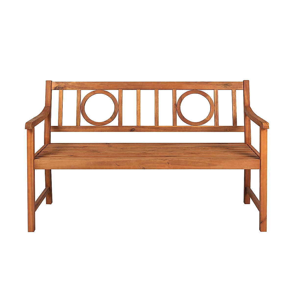 JONATHAN Y BNH104A Apollo 51.2" 3-Seat Circle-Back 600-Lbs Support Acacia Wood Outdoor Garden Patio Bench for Garden, Lawn, Backyard, Pool, Deck, Beach, Firepit, Teak