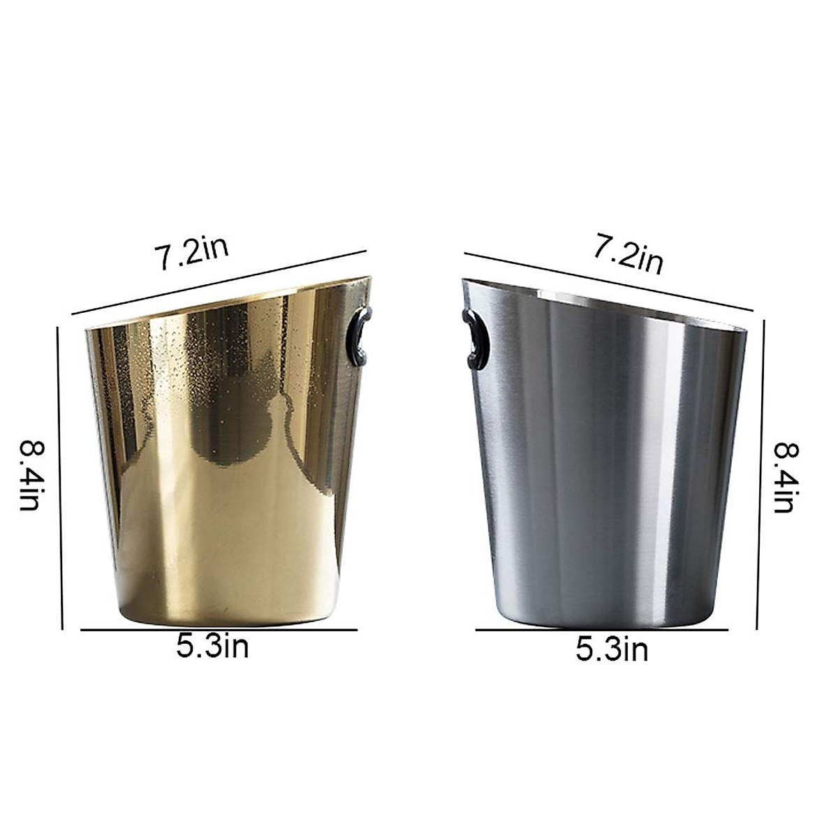 Wine cooler, Ice Bucket Stainless Steel Ice Bucket With Clip Portable Ice Bucket Hotel Bucket Champagne Bucket Beverage Bucket Party Activities and Camping Tableware Insulated Ice Bucket (Color : A) (