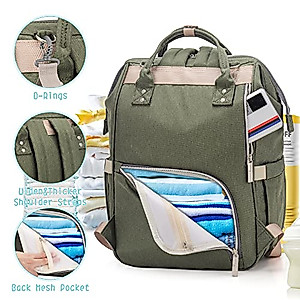 pipi bear Diaper Bag Backpack, Baby Bag for Mom Dad,Multifunction Large Diaper Backpack with Changing Pad,Water Resistant and Durable, Green