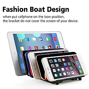 UDOLI Adjustable Universal Multi Device Organizer Dock Stand Holder, Tablet Cell Phone Desktop Stand for iPhone Samsung Galaxy Google Nexus Kindle (Black)- No Charging Port