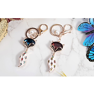 BeShiny Fox Keychains for Women Creative Animal Key Chains Handbags Key Ring Bag Charms Purse Pendant Gifts for Women （Red）