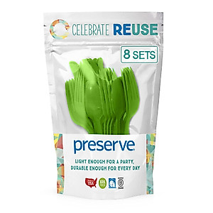 Preserve - 11101 Preserve Cutlery Set Kitchen Supplies, 24 CT, Apple Green