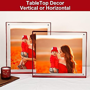 MFoffice 8.5x11 Picture Frame, Stunning Color Acrylic Photo Frame, Use as 8.5x11, 8x10, 8x8, 6x8 Picture Frame and Acrylic Tray, Horizontal and Vertical Formats for Tabletop Display, Red, 1Pack