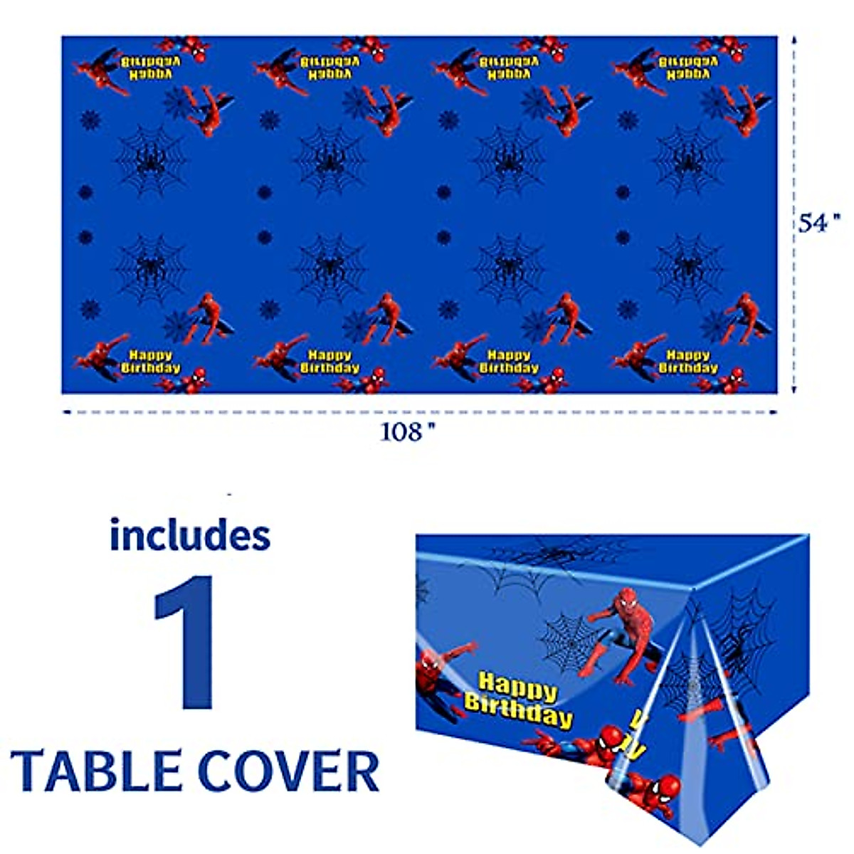 Spiderman Party Supplies for Kids Birthday, Disposable Tableware for 16 Guests, Include 7” Plates,9” Plates, 9 oz Cups, Table Cover, Napkins