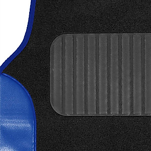 BDK Floor Mats for Cars, Two-Tone Carpet Car Floor Mats with Faux Leather Accents, Automotive Floor Mat Set with Built-In Heel Pad, Stylish Interior Car Accessories (Blue)