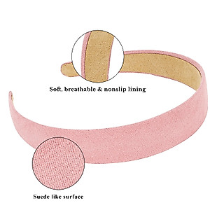 Wecoe 10pcs Suede Like Headbands Women 1 Inch Wide Headbands Red White Black Pink Purple Blue Green Headband Non Slip Fashion Hair Bands Costume Hair Accessories Women Girls Diademas Para Mujer