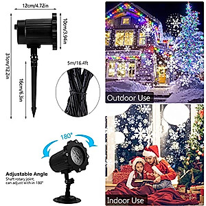 auanvel Christmas Snowflake Projector Lights Waterproof LED White Snowfall Projector Lights for Christmas, Holiday, Halloween, Party, Garden, Wedding, Indoor Outdoor Decorations