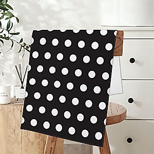 Fingertip Towels, Black and White Polka Dot Hand Towel, Dish Towel 12" X 27.5"