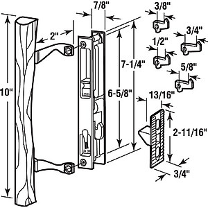 PRIME-LINE C 1032 Keyed Sliding Glass Door Handle Set & Prime-Line MP1034 Sliding Glass Door Pull, Wood Handle, Diecast Construction, Chrome, Pack of 1