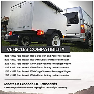 MECMO 4 Way Flat Trailer Wiring Harness for 2015-2022 Ford Transit T150 T250 T350, w/Powered Taillight Converter, Plug-in Simple Custom-Fit T-Connector 4 Pin Trailer Hitch Wiring