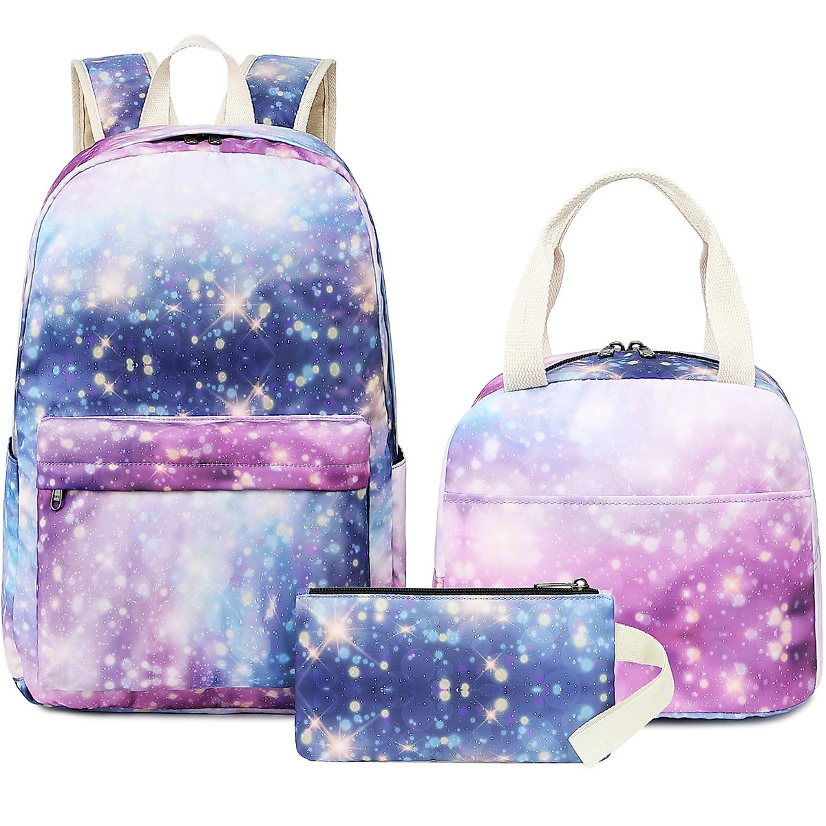 CAMTOP Backpack for Girls Teens School Bookbags Cute Kids Backpacks (Galaxy-Purple Pink)