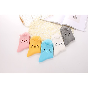 5 Pairs Women's Fun Socks Cute Cat Animals Funny Funky Novelty Cotton Gift (Cute Cat) Size: Free size 22.5-25.5cm Suitable for women US Size 5-8