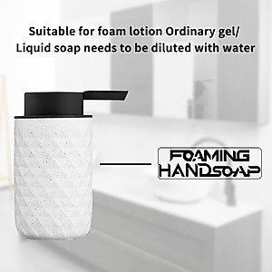 Bathroom Foaming Soap Dispenser 12oz Ceramic Hand Dish Soap Dispenser, Decorative Rhombus Kitchen Pump Bottle with Foam Bottle Pump(Cream Color)