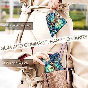 APHISON Womens Wallet, Slim Small Wallet for Women RFID Wallet Women Cartoon Microfiber Leather with ID Credit Card Holder Zipper Coin Pocket Bifold Compact Wallet Peacock