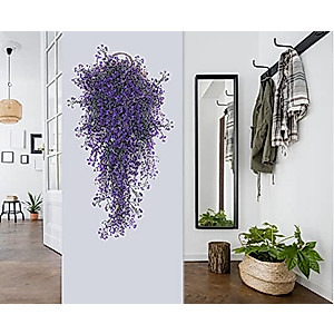 RECUTMS 4 Pcs Hanging Fake Plants Fake Vines Artificial Plants Large Faux Hanging Plant Artificial Hanging Plants Wall Plants Fake Indoor Outdoor Decorations(Purple)
