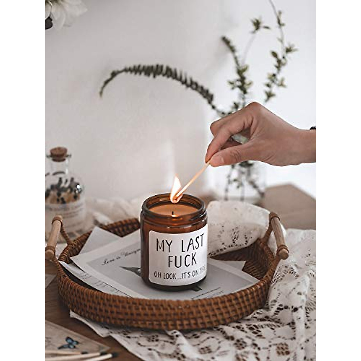 Funny Gifts for Women and Men, My Last -UCK- Scented Soy Candle, Funny Birthday Gag Gifts for Friends, BFF, Coworkers, Her, Him (Dark Brown)