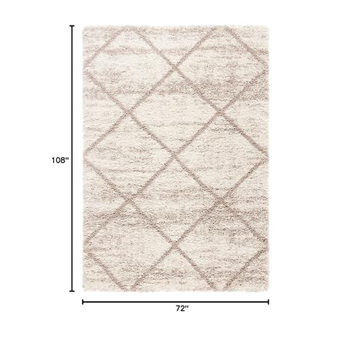 SAFAVIEH Hudson Shag Collection Area Rug - 6' x 9', Multi Ivory & Beige, Modern Trellis Design, Non-Shedding & Easy Care, 2-inch Thick Ideal for High Traffic Areas in Living Room, Bedroom (SGH281H)
