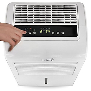 Ivation 4,500 Sq Ft Energy Star Dehumidifier, Large Capacity Compressor Dehumidifier Includes Programmable Humidistat, Hose Connector, Auto Shutoff Restart, Washable Filter, Timer and Casters