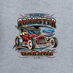 Ford Retro T-Bucket Roadster 1923 Vintage Garage Motors Cars and Trucks Men's Graphic T-Shirt, Heather Grey, XX-Large